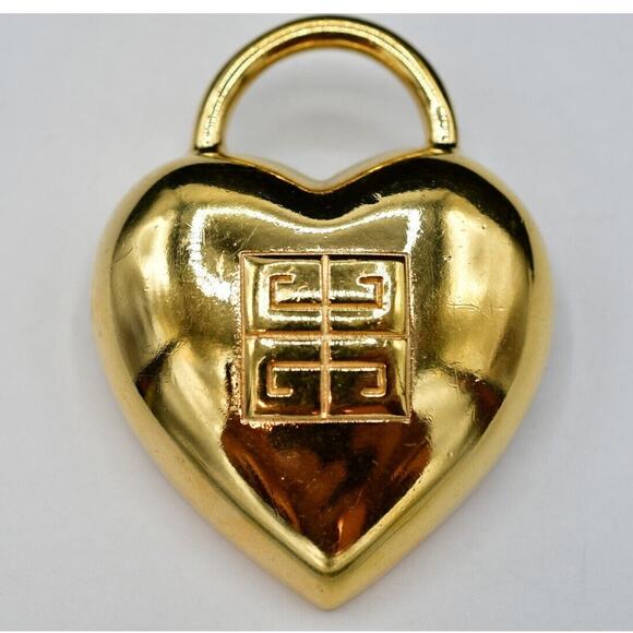 Givenchy | Jewelry | Givenchy Vintage Padlock Heart Brooch Pin 4g Logo ...